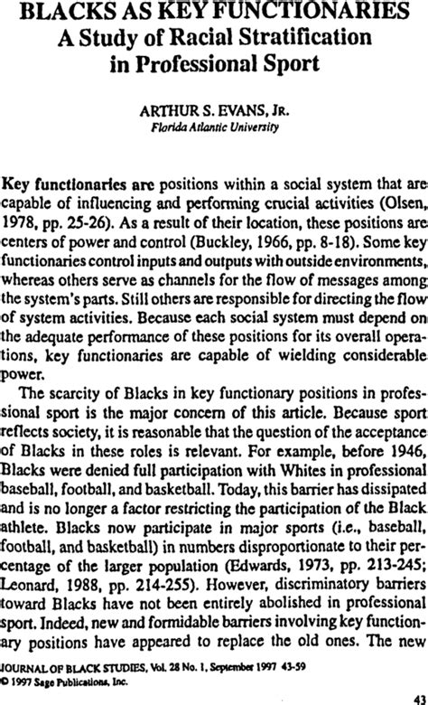Blacks As Key Functionaries A Study Of Racial Stratification In