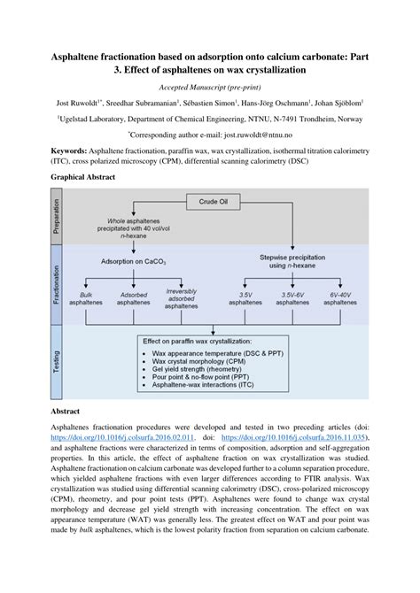 Pdf Asphaltene Fractionation Based On Adsorption Onto Calcium