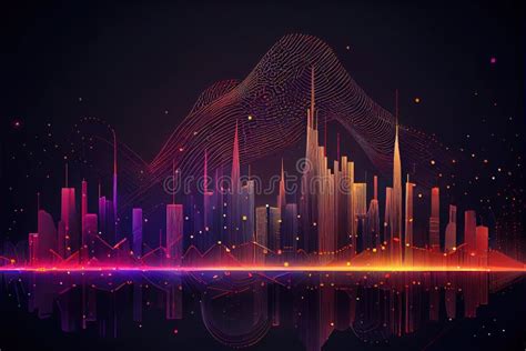 Smart City And Abstract Dot Point Connect With Gradient Line And Aesthetic Intricate Wave Line