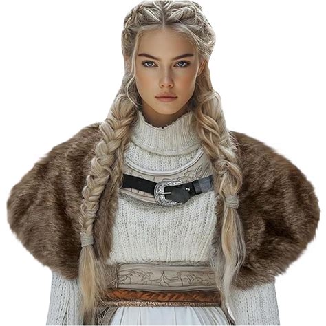 Sunvit Panties Brown Faux Faux Fur Shawl For Women Medieval Inspired