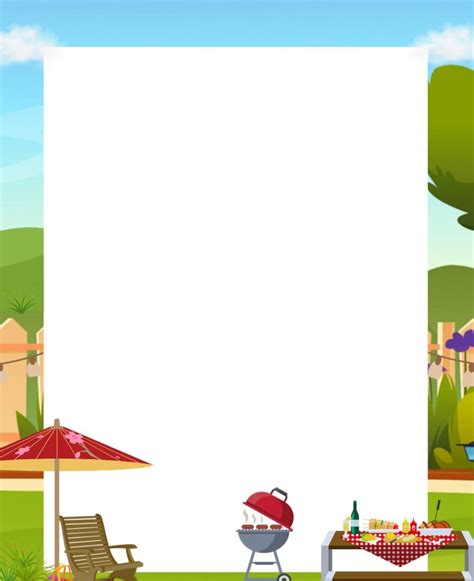 Bbq Border Printable Png Pdf A4 Us Letter Instant Download Picnic
