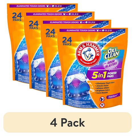4 Pack Arm And Hammer Plus Oxiclean With Odor Blasters Unit Dose Laundry Detergent 5 In 1 Power