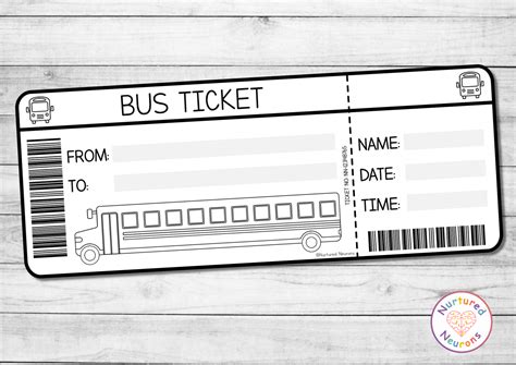 Printable Bus Ticket Templates Transport Dramatic Play Resource
