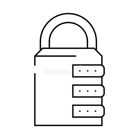 Password Padlock Line Icon Vector Illustration Stock Illustration