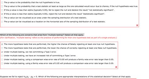 Solved O The P Value Is The Probability That The Null