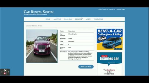 Car Rental System Java Jsp Servlet Project Tutorial Java Jsp Crud Project Youtube