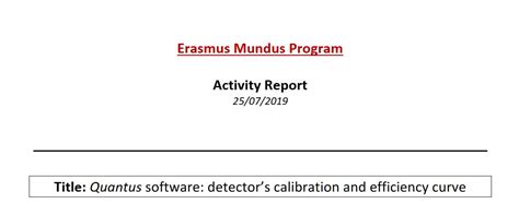 Erasmus Mundus Program Quantus Software Detectors Calibration And Efficiency Curve Caen