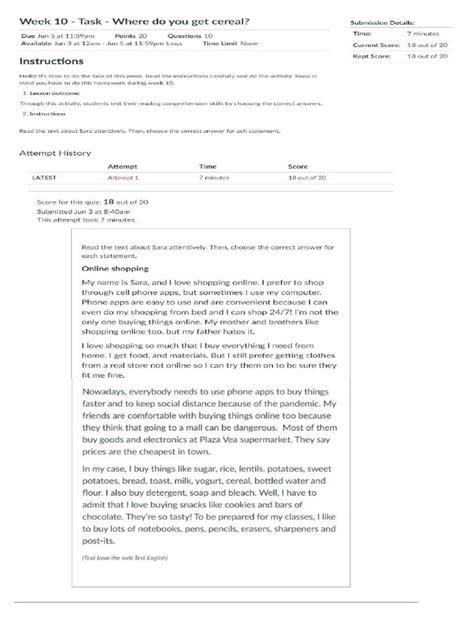 Week 10 Task Where Do You Get Cereal Compress Pdf