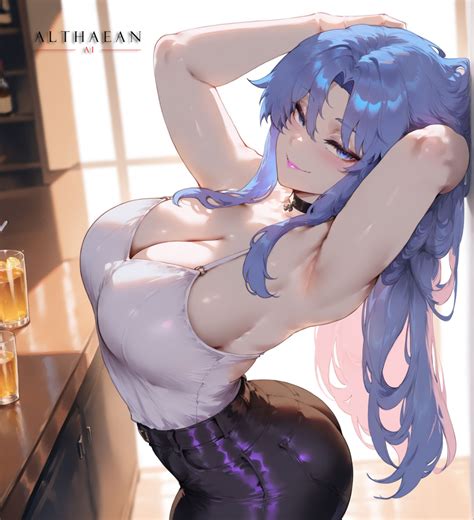 Rule 34 Ai Generated Alcohol Althaean Armpits Arms Above Head Choker
