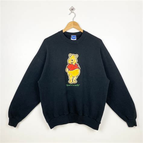 90s Disney Winnie The ‘pooh Crewneck Sweatshirt Embroidery Logo Black