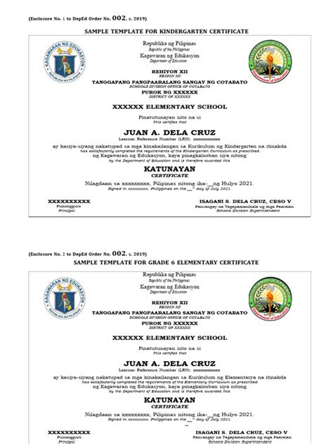 Deped Certificate And Diploma Templates Pdf Educational Stages