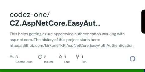 GitHub Codez One CZ AspNetCore EasyAuthAuthentication This Helps Getting Azure Appservice