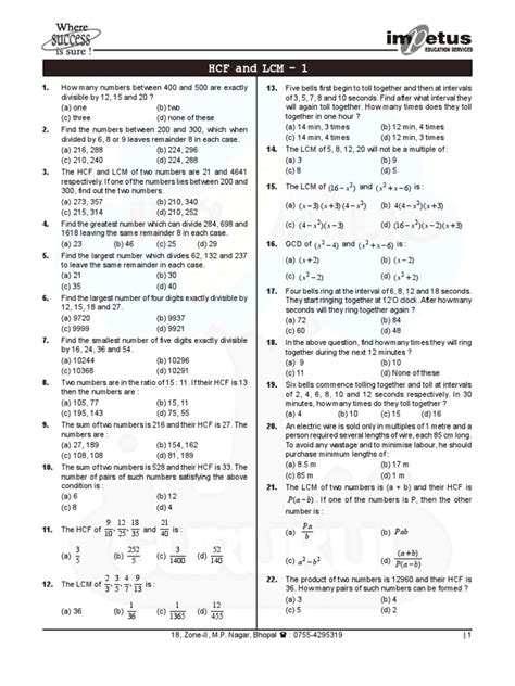 024ec2a26b959 Lcm Hcf 01 02 04 2020 Pdf Arithmetic Discrete Mathematics