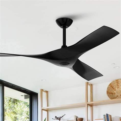 60 Modern Black Abs 3 Blade Indoor Led Ceiling Fan With Remote On