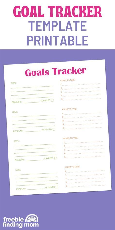 Goal Tracker Template Printable Student Planner Printable Template