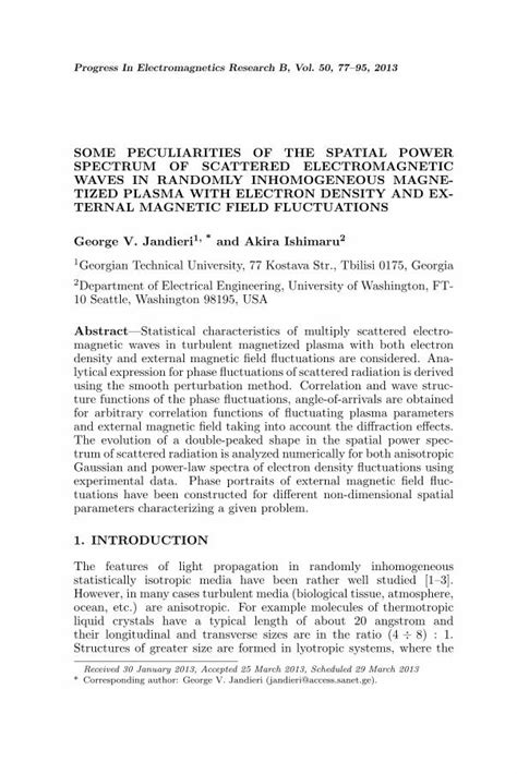 Pdf Some Peculiarities Of The Spatial Power Spectrum Of