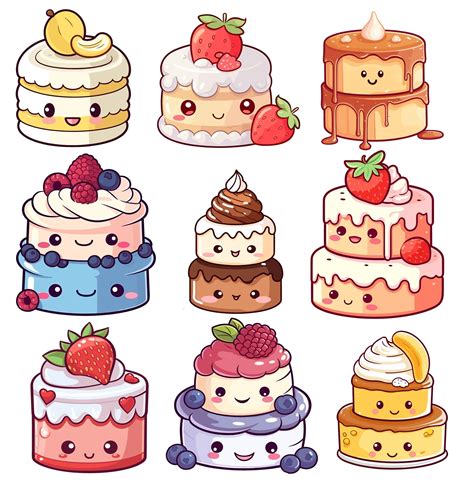 Kawaii Cute Xl Cake Png Bundle Etsy Garabatos Lindos Pegatinas