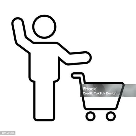 카트 아이콘 벡터 남성 남성 쇼핑 개요 기호 에 플랫 컬러 글리프 픽토그램 계산대에 대한 스톡 벡터 아트 및 기타 이미지 계산대 고객 과일 Istock