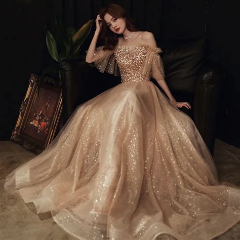 플리츠 오프 숄더 스팽글 긴 이브닝 드레스 홈 커밍 칵테일 파티를위한 라인 붕대 가운 Prom 티몬