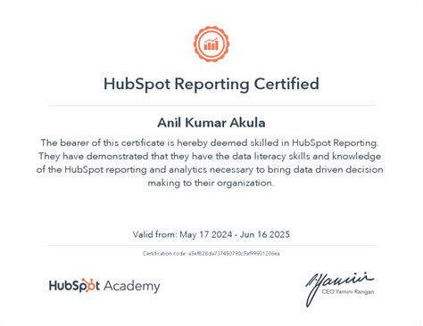 i earned hubspot reporting certification anil kumar akula posted on