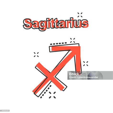 벡터 만화 스타일에서 궁수자리 조디악 아이콘 만화 점성술 기호 그림 그림 궁수자리 별자리 비즈니스 스플래시 효과 개념입니다 0