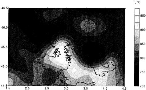 Temperature Distribution At 30 Km Depth Average Moho Depth