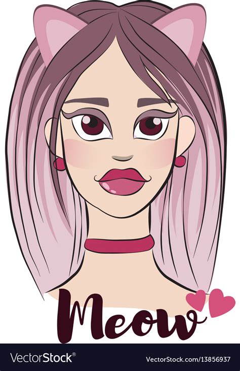 Girl With Pink Hair Royalty Free Vector Image Vectorstock