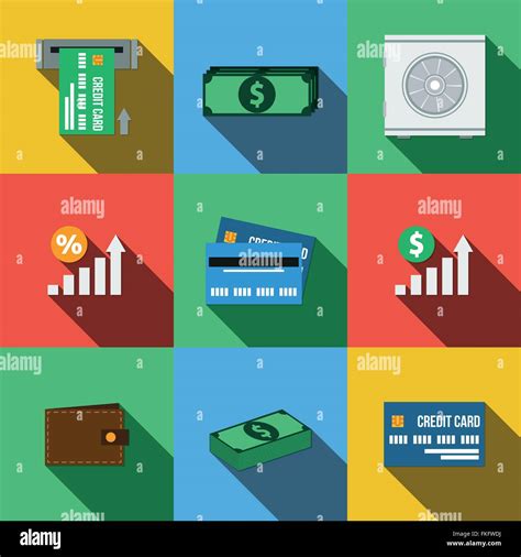 Set Of Icons In A Flat Style Stock Vector Image Art Alamy