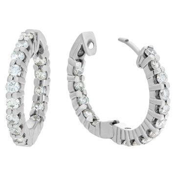 Diamond Hoop 2 Carat Earrings In 18k White Gold Gray And Sons Jewelers