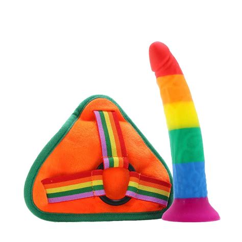Powerdrive Rainbow 7 Silicone Dildo With Multicolcor Strap On Rodeoh