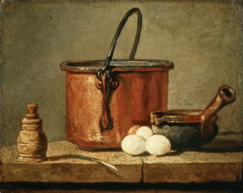 夏尔丹（chardin1699～1779）法国画家。他是法国18世纪市民艺术的杰出代表，1728年，他的静物画《鳐鱼》一展出就名声大噪，被皇家学院接纳为院士。他的画能赋予静物以生命，给人以动感