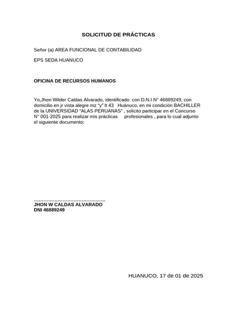De Solicitud De Prácticas Pdf