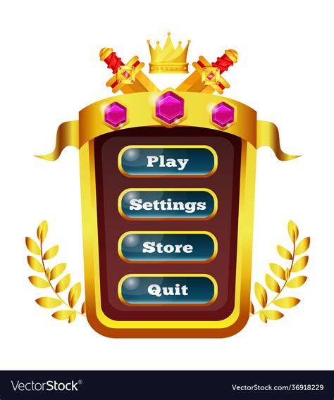 Game pop-up window with main menus panel Vector Image