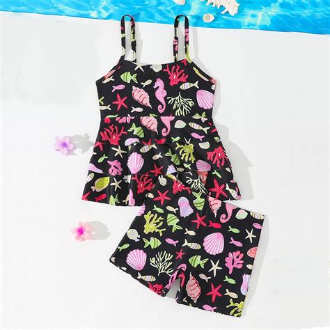 Zylarhe Swimming Suit For Girls2 Piece Bathing Suits For Girls Tween Girls Tankini Swimsuit