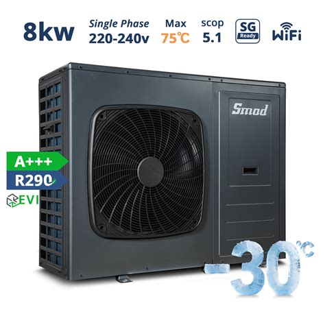 Smad 8 16 Kw 3 In 1 Heat Pump A Efficiency · 75 °c Hot Water · Evi