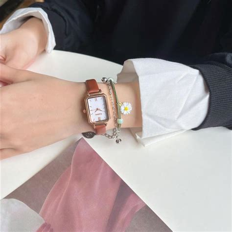 Rectangular Watch Female Middle School Student Simple Forest Waterproof