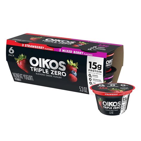 Oikos Triple Zero Strawberry And Mixed Berry Nonfat Greek