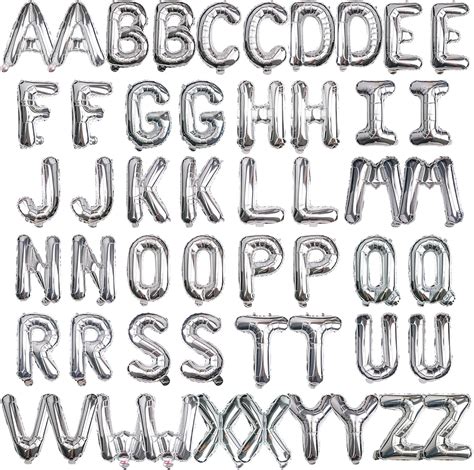 [52 Pcs] 16 Foil Silver Letter Balloons 2 Sets Of A Z