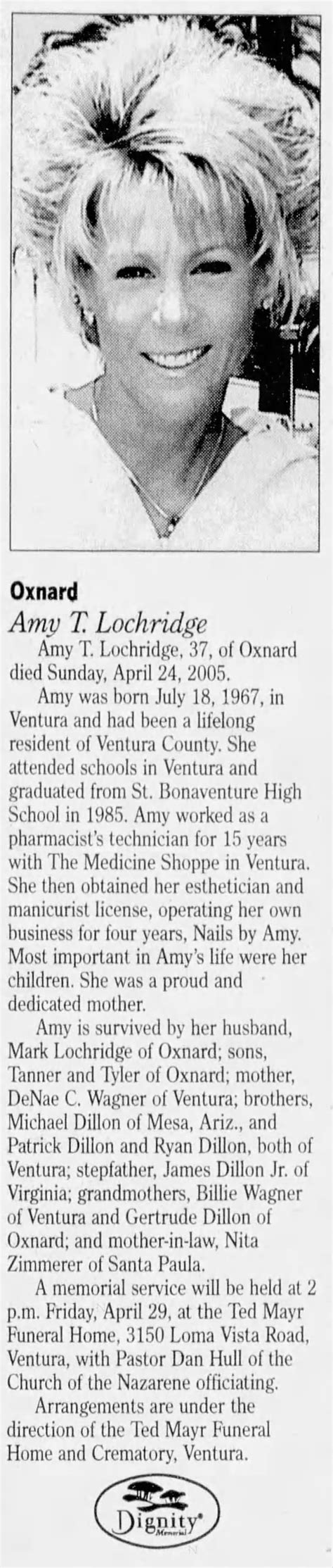 Obituary Of Amy T Lockridge 2005 Oxnard Ca ™