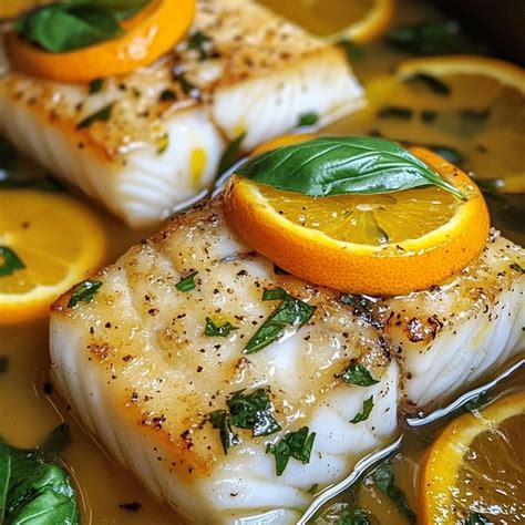 Pan Fried Cod With Citrus Basil Butter Sauce