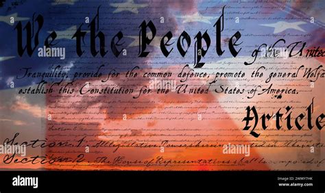 Digital Image Of A Written Constitution Of The United States Moving In