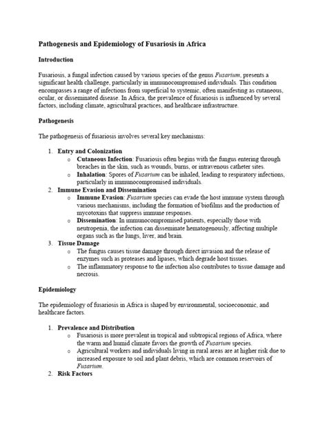 Pathogenesis And Epidemiology Of Fusariosis In Africa 2 Pdf