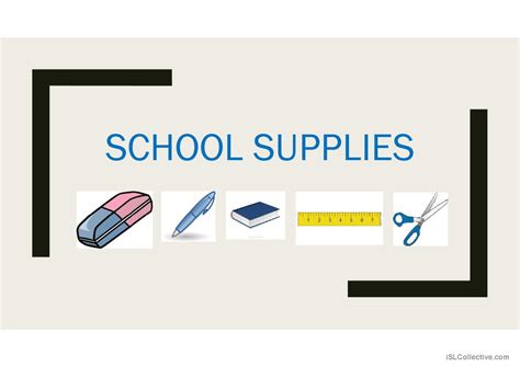 Classroom Supplies General Vocabular English Esl Powerpoints