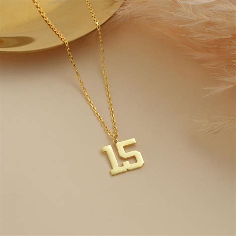 14k Gold Custom Number Necklace Number Jewelry Sport Number