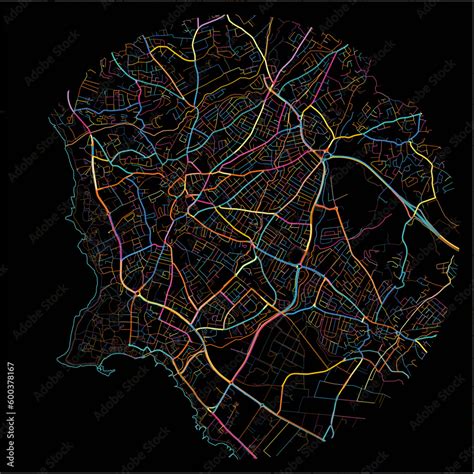 Colorful Map Of Paphos Pafos With All Major And Minor Roads Stock Vector Adobe Stock
