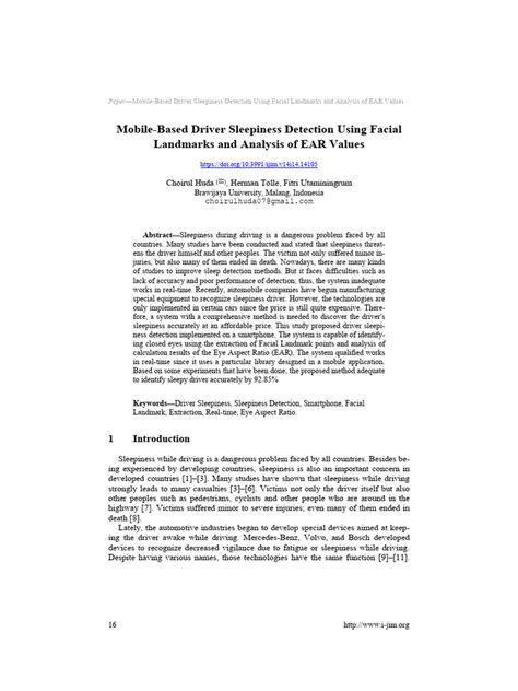 Mobile Based Driver Sleepiness Detection Using Facial 5deympj4g2 Pdf Smartphone Frame Rate