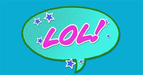 Image Of Speech Bubble With Lol Text On Blue Background Stock