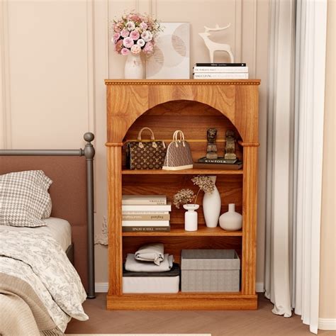 Glasflength 484 Inch 3 Tier Arched Open Bookshelf Traditional