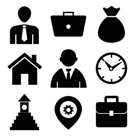 Set Of Office And Business Flat Icons On White Background Vector Art At Vecteezy