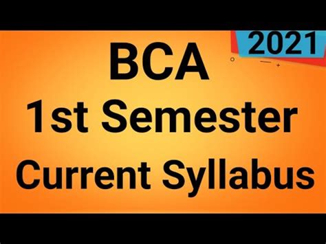 BCA 1st Semester syllabus | 2021 | Current Syllabus | Bachelor of Computer application | All ...